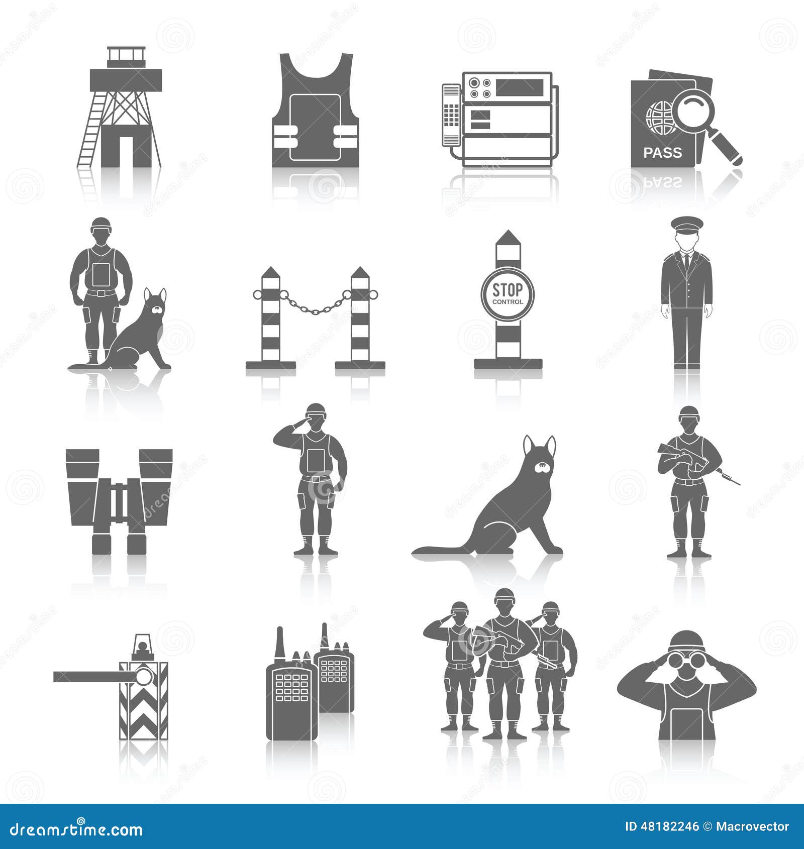 Border Guard Icon Set stock vector. Illustration of guard - 48182246