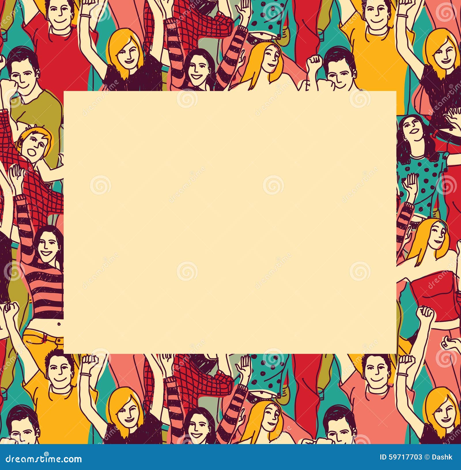 Border with Happy Young People Frame Color Stock Vector - Illustration ...
