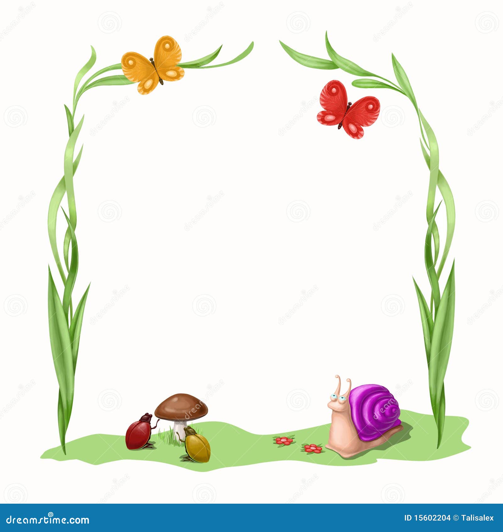 Border with insects stock illustration. Illustration of nature - 15602204