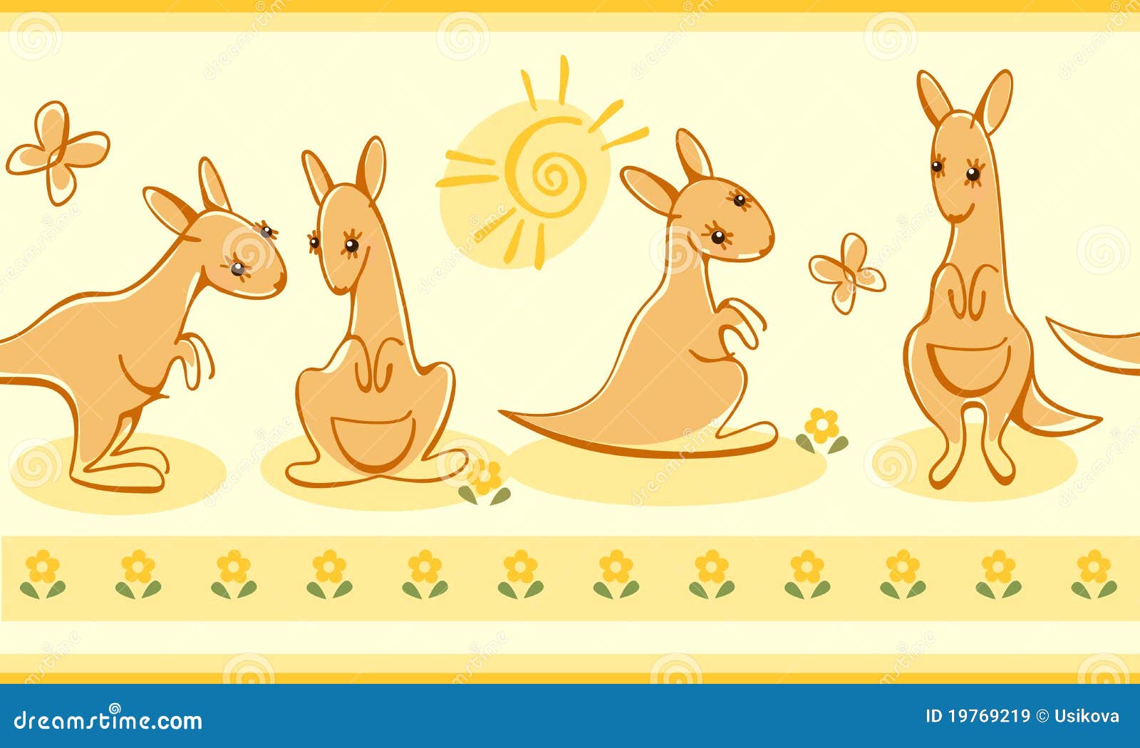 Border With Kangaroos. Cartoon Vector | CartoonDealer.com #19769219