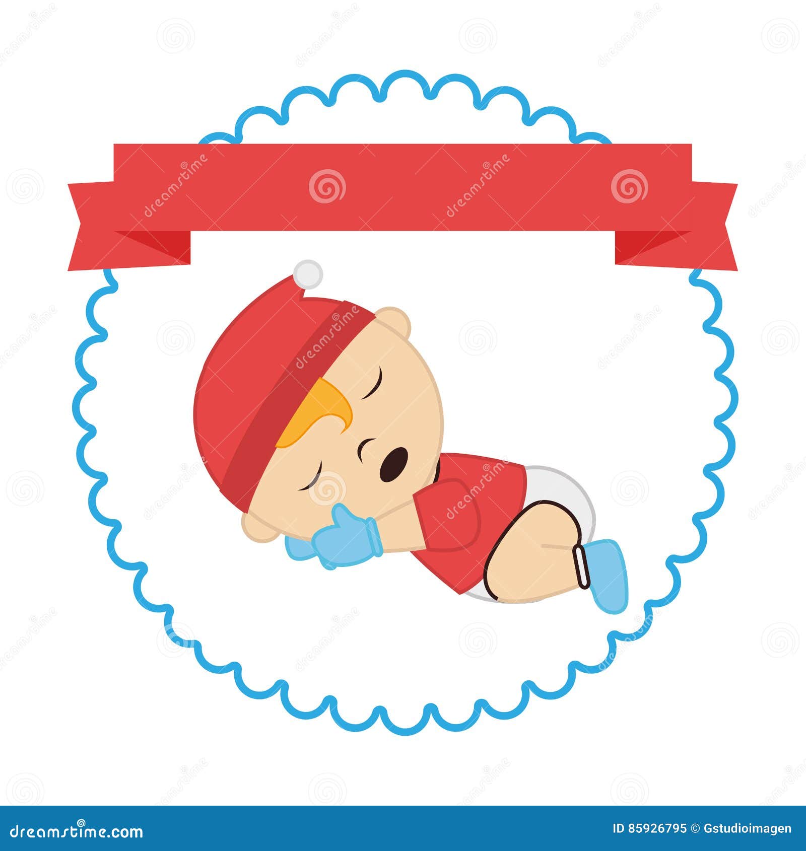 Border with Label and Sleep Baby Boy Stock Vector - Illustration of ...