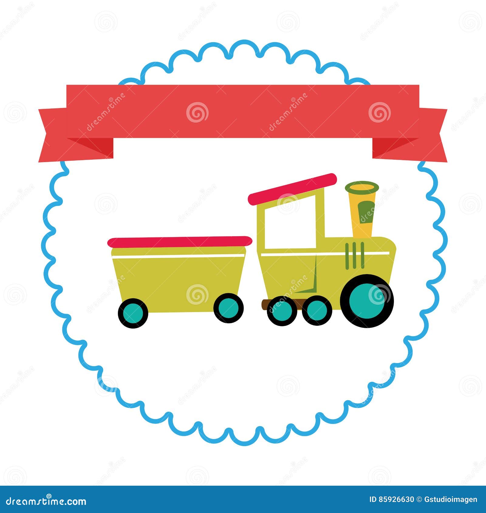 Border with Label and Train Toy Stock Vector - Illustration of gift ...