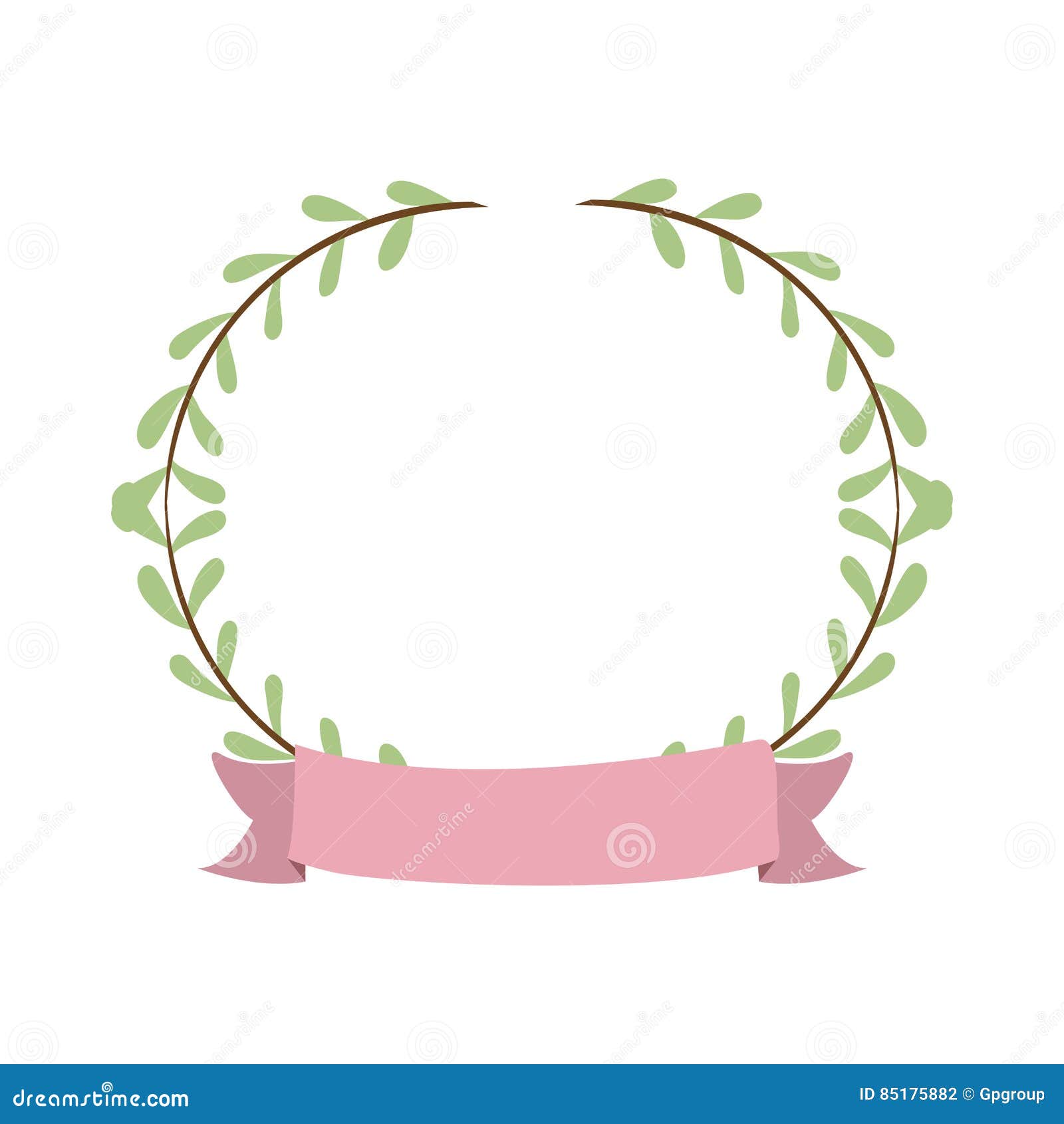 Border with Leaves and Label Stock Illustration - Illustration of ...