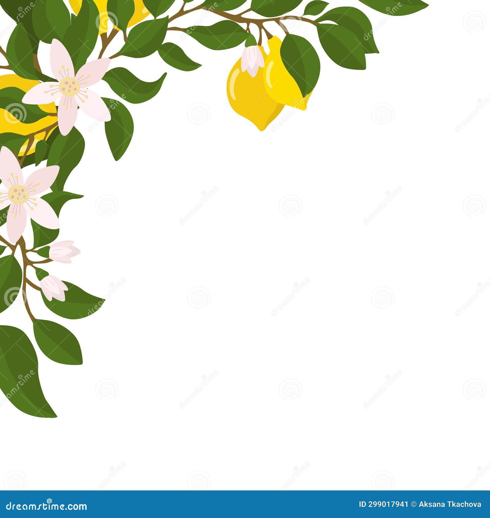 A Border of Lemon Twigs and Lemons in the Corner of the Composition ...