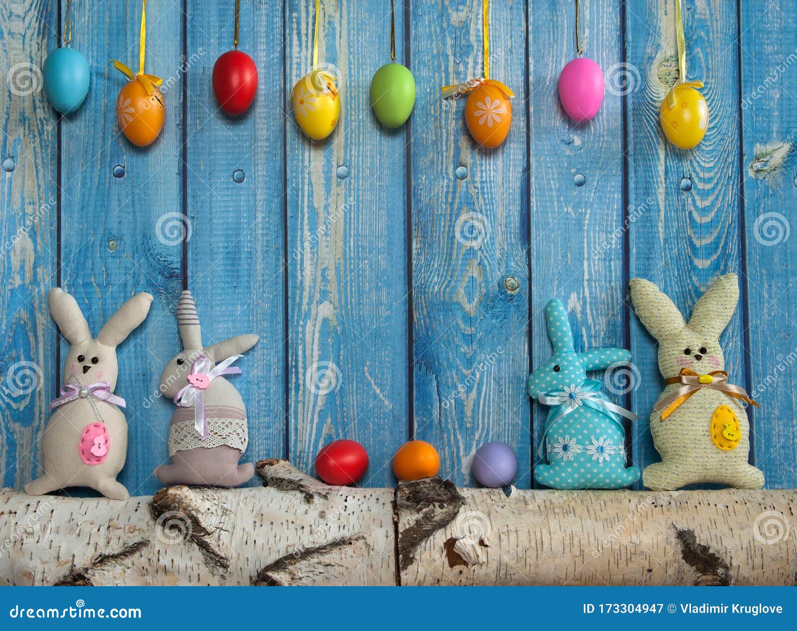 The Border is Made of Multicolored Easter Eggs and Cute Handmade ...