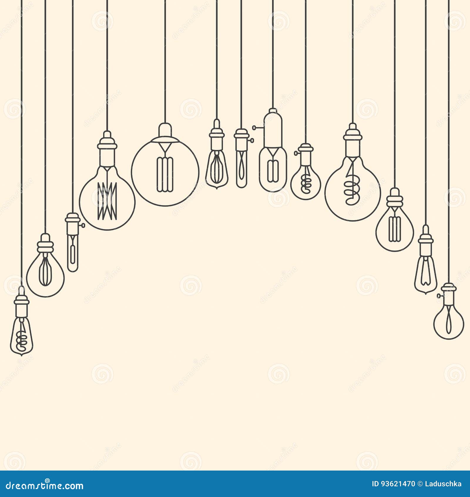 Border Made of Retro Linear Electric Bulbs Stock Vector - Illustration ...