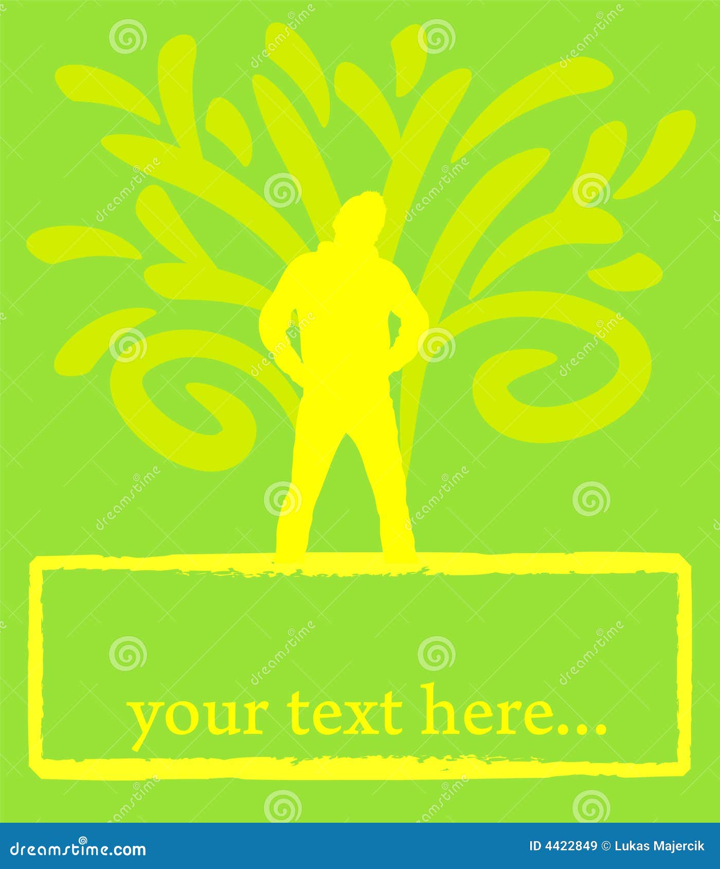 Border and Man Silhouette with Stock Vector - Illustration of yellow ...