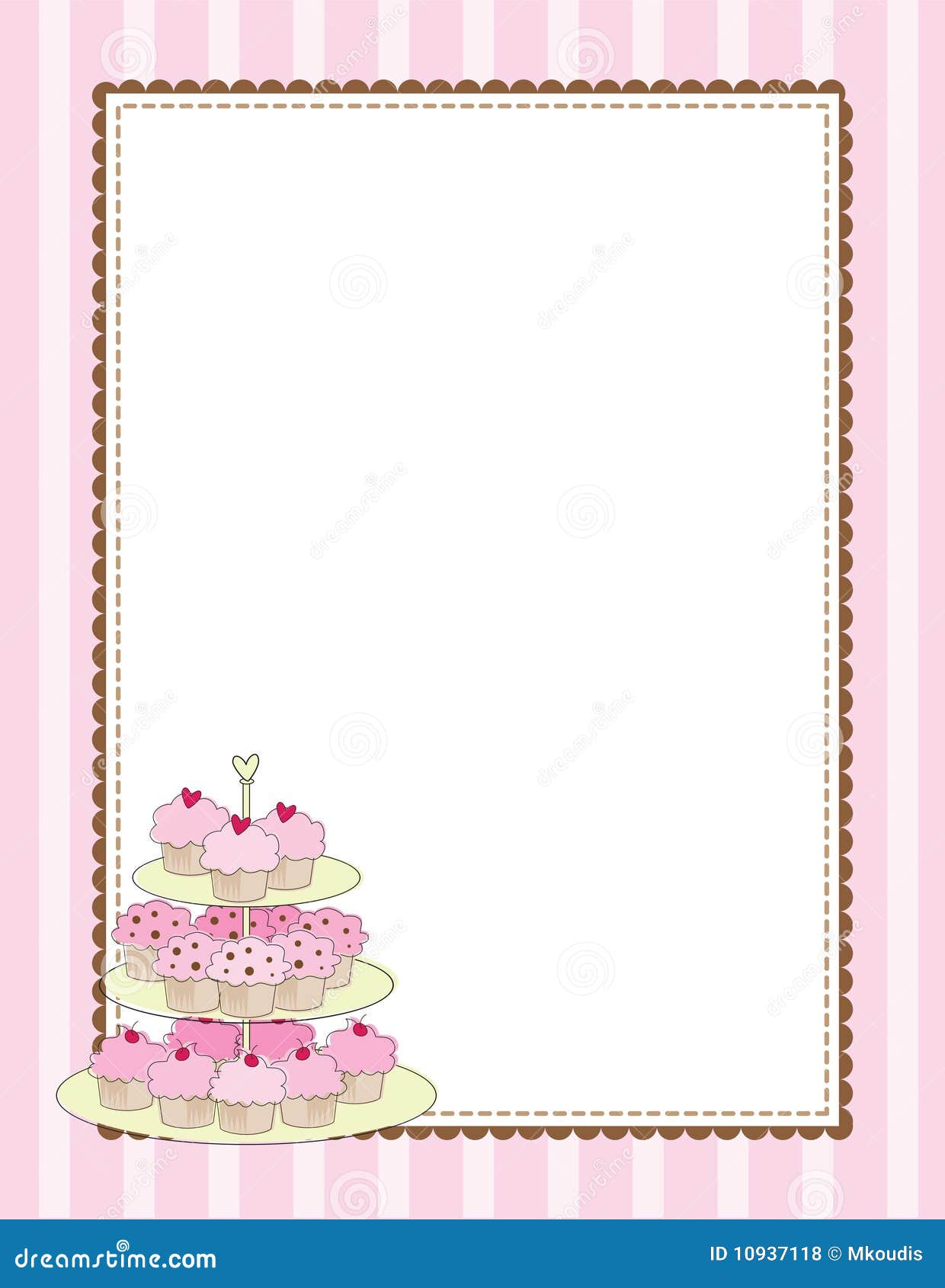 Border muffinpinken vektor illustrationer. Illustration av födelsedag ...