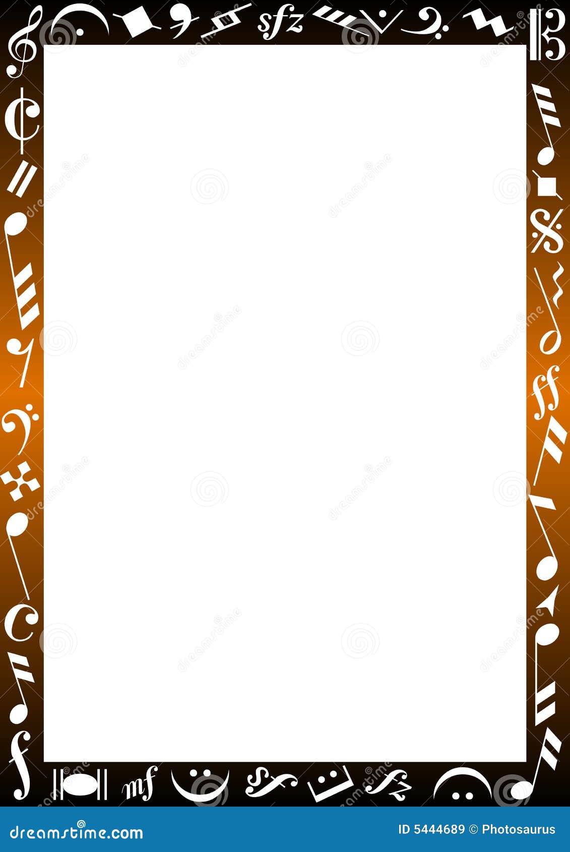 Border with music signs stock vector. Illustration of print - 5444689