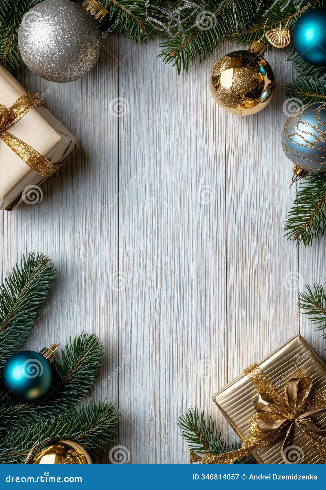 Border for New Year Decorations and Background for Wooden Tables Stock ...