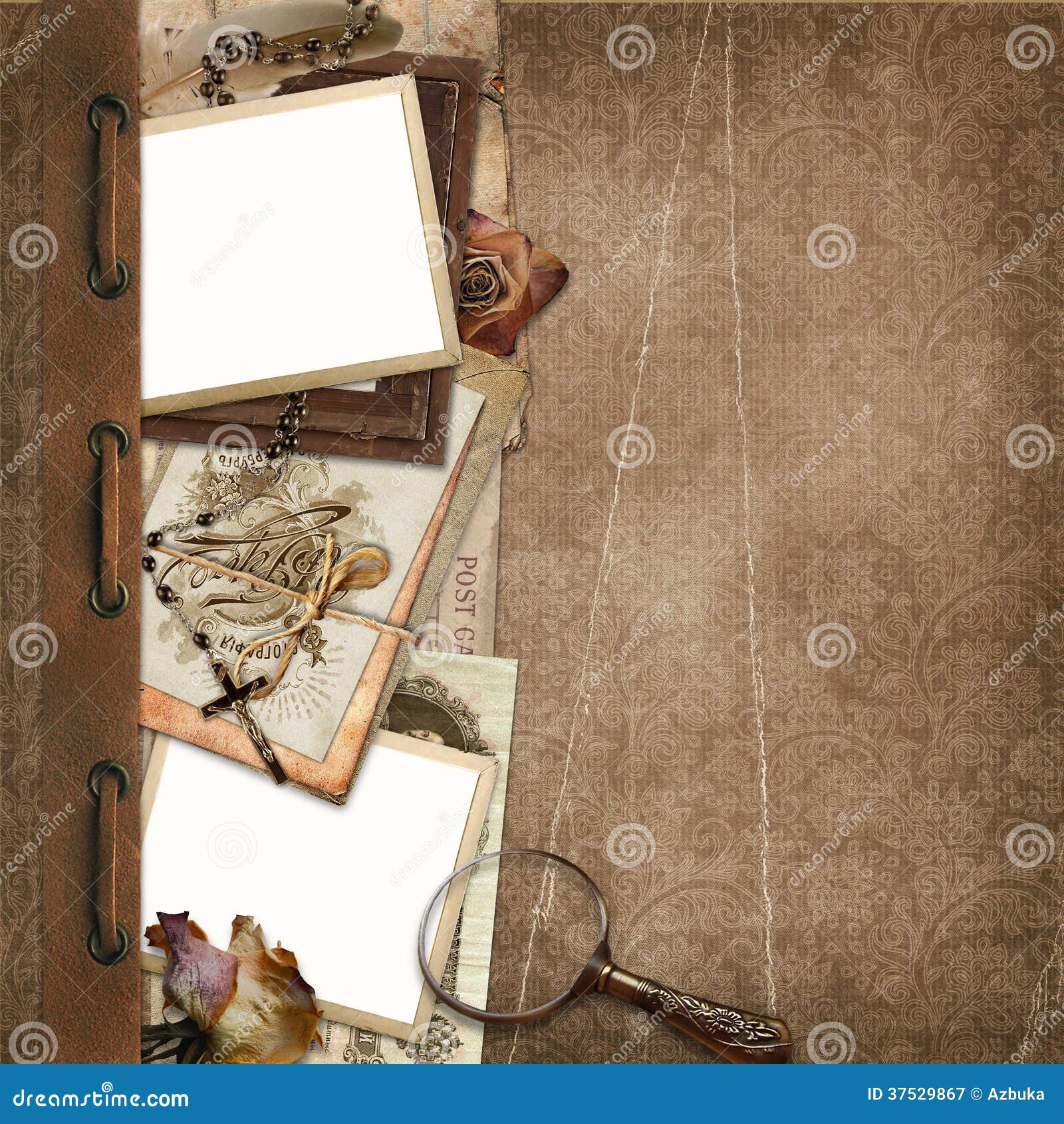 Border With Old Documents, Frames On The Vintage Background Royalty ...