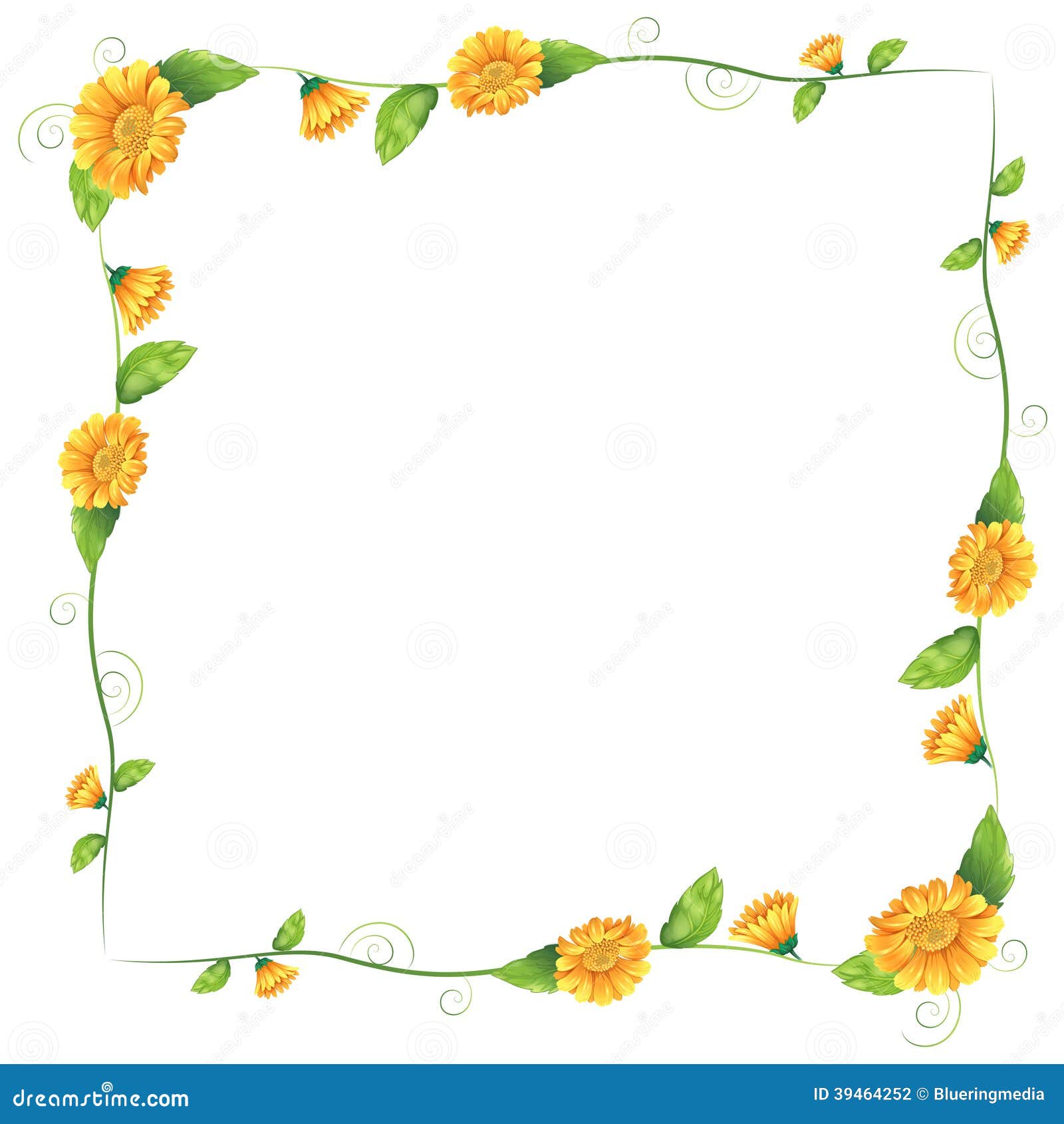 A Border with Orange Flowers Stock Vector - Illustration of floral ...