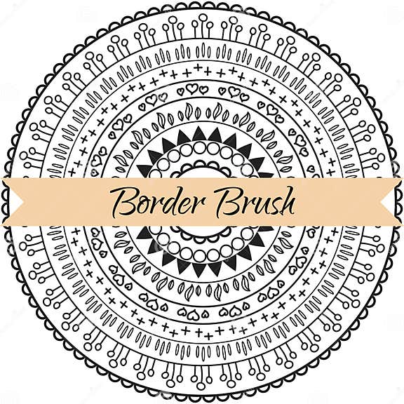 Border Pattern Brush Set. Frame Kit Stock Vector - Illustration of ...