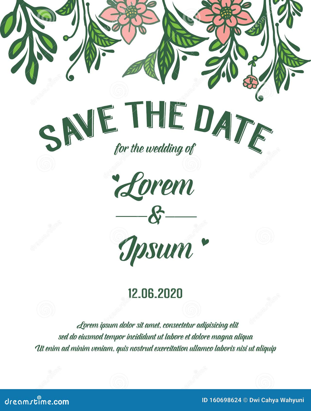 Border Pattern of Leaf Flower Frame, for Elegant Card Save the Date ...