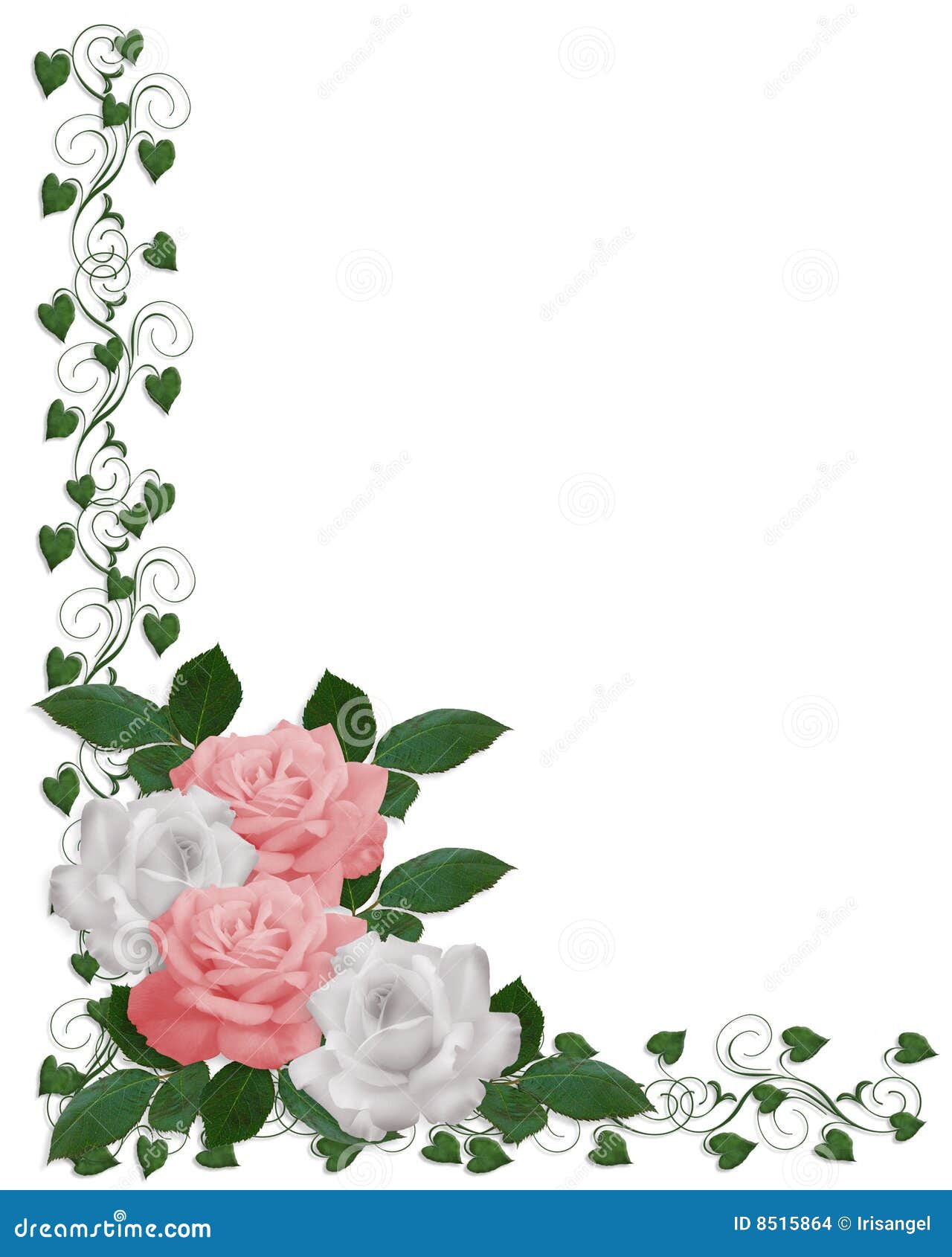 Border Pink Roses Wedding White Stock Illustrationer - Illustration av ...