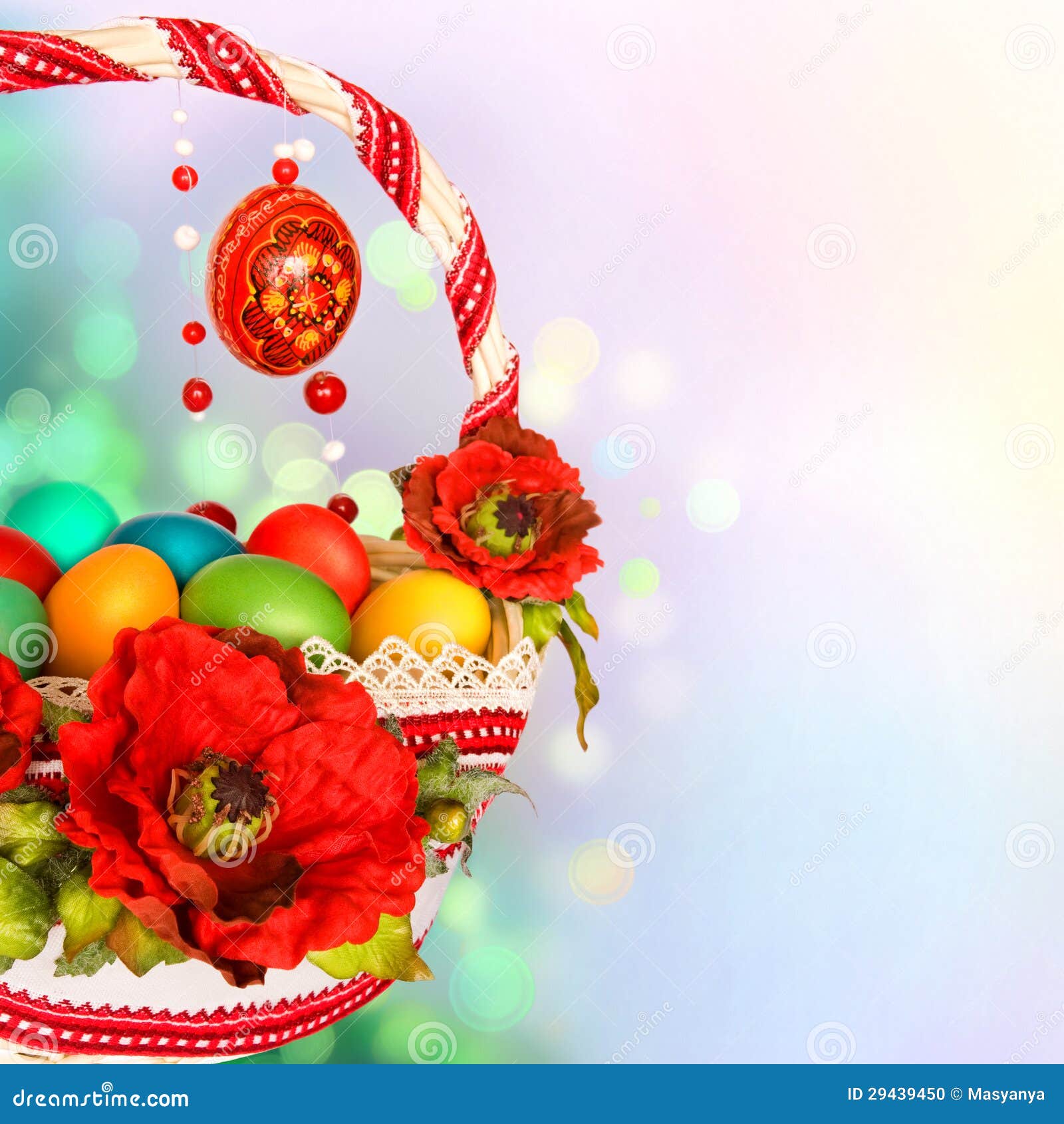 Border with Poppies and Easter Basket Stock Photo - Image of colorful ...