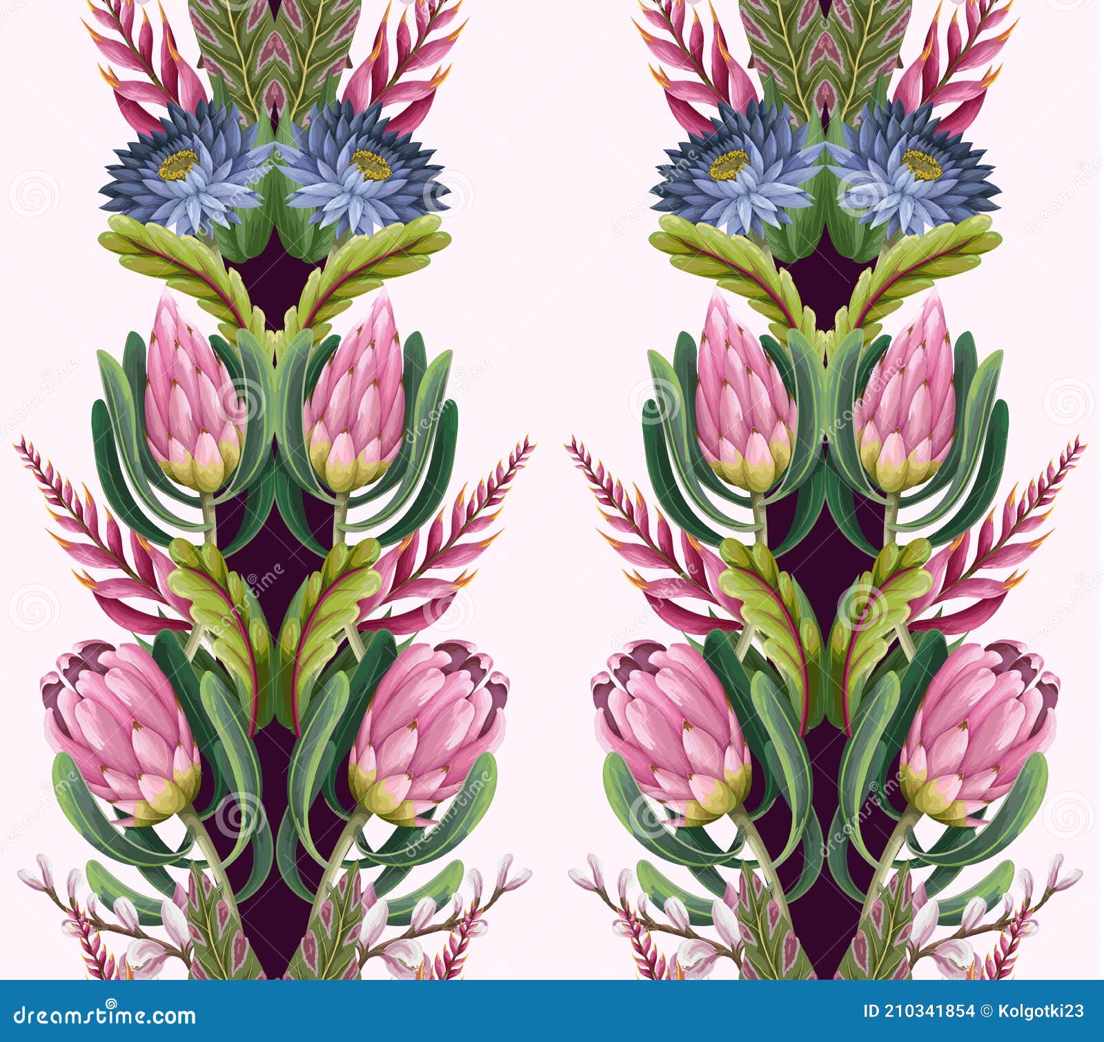 Border with Proteas Flowers. Trendy Floral Vector Print. Stock Vector ...
