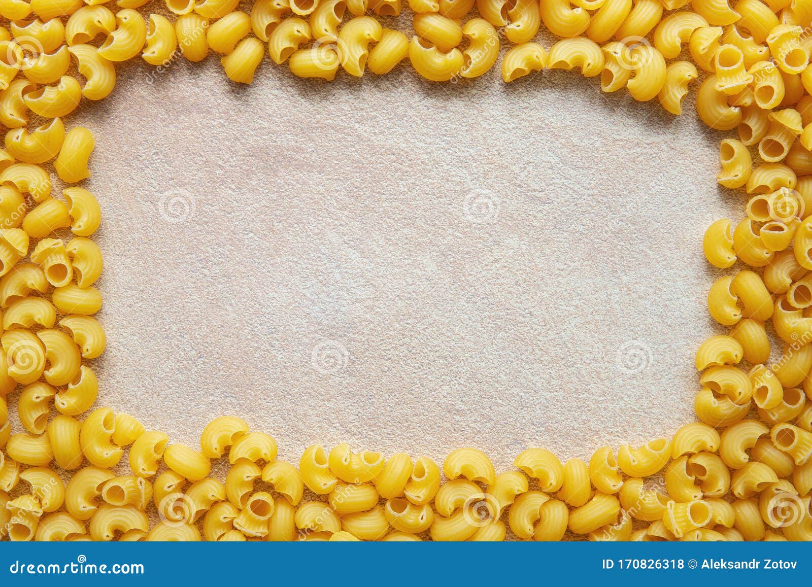 Border from Raw Pasta on Stucco Surface Stock Photo - Image of meal ...