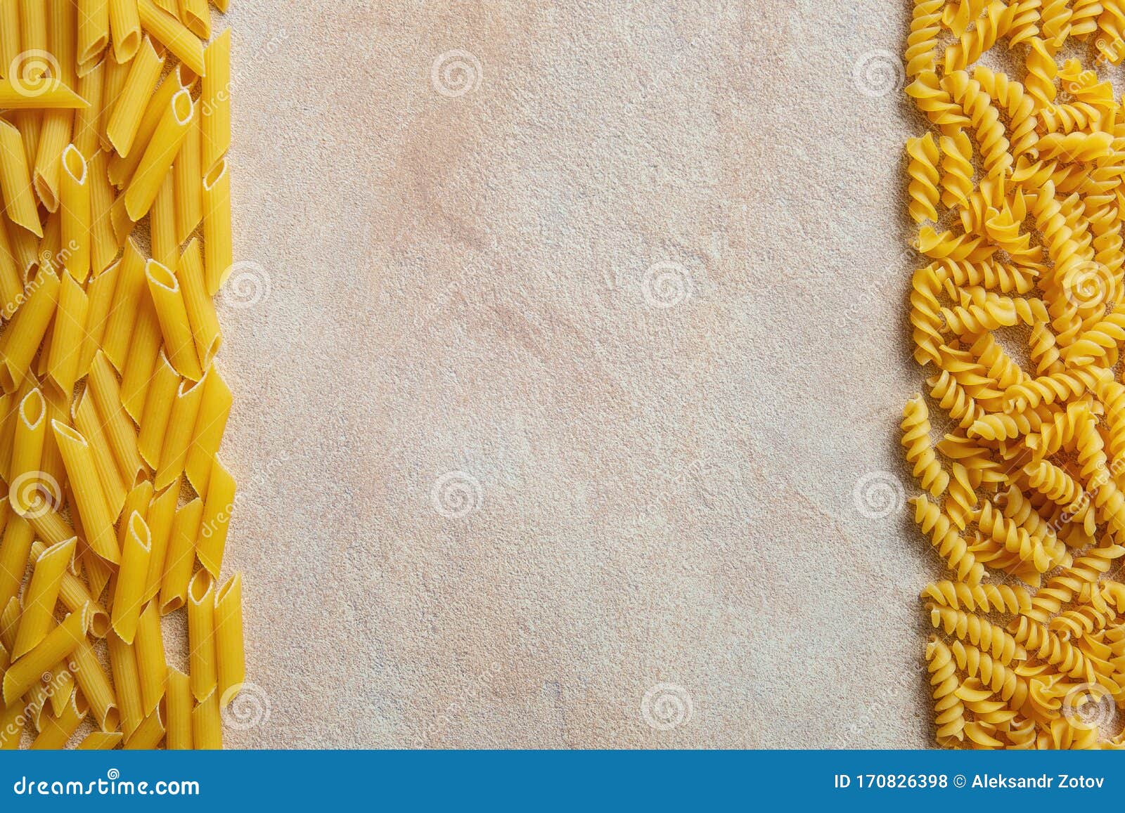 Border from Raw Pasta on Stucco Surface Stock Photo - Image of kitchen ...