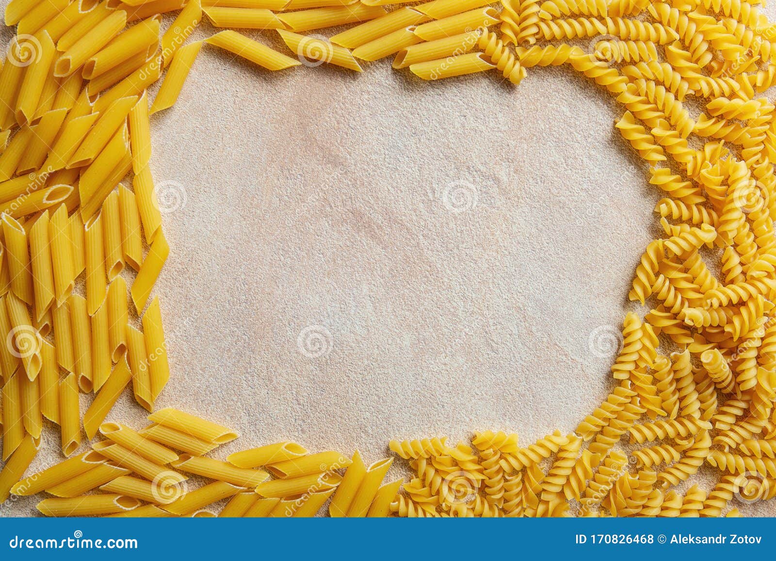Border from Raw Pasta on Stucco Surface Stock Photo - Image of stucco ...