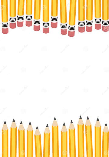 Border Rectangle Frame with Pencils Stock Vector - Illustration of ...