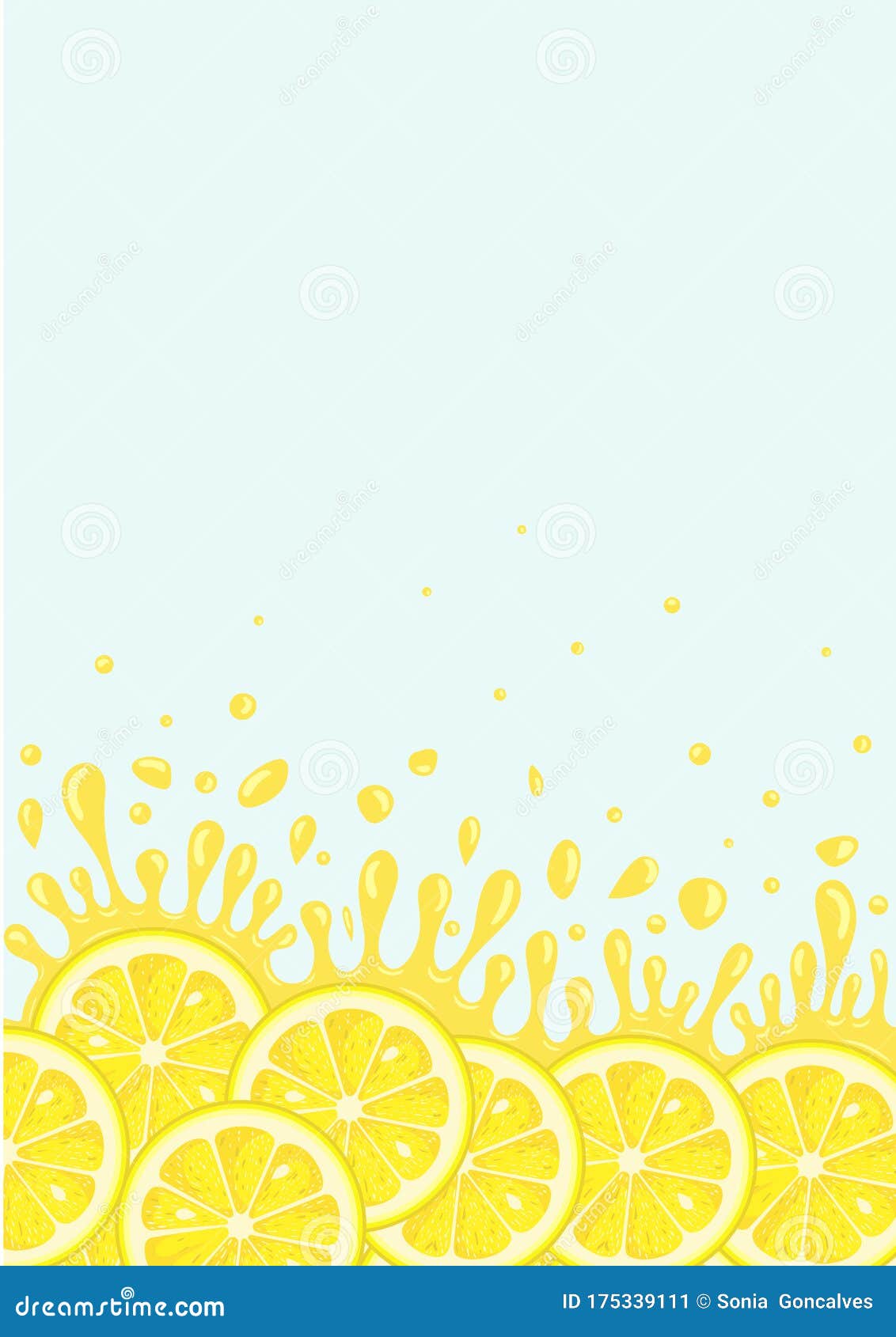 Border Rectangle with Splash Juicy Slices of Lemon Stock Vector ...