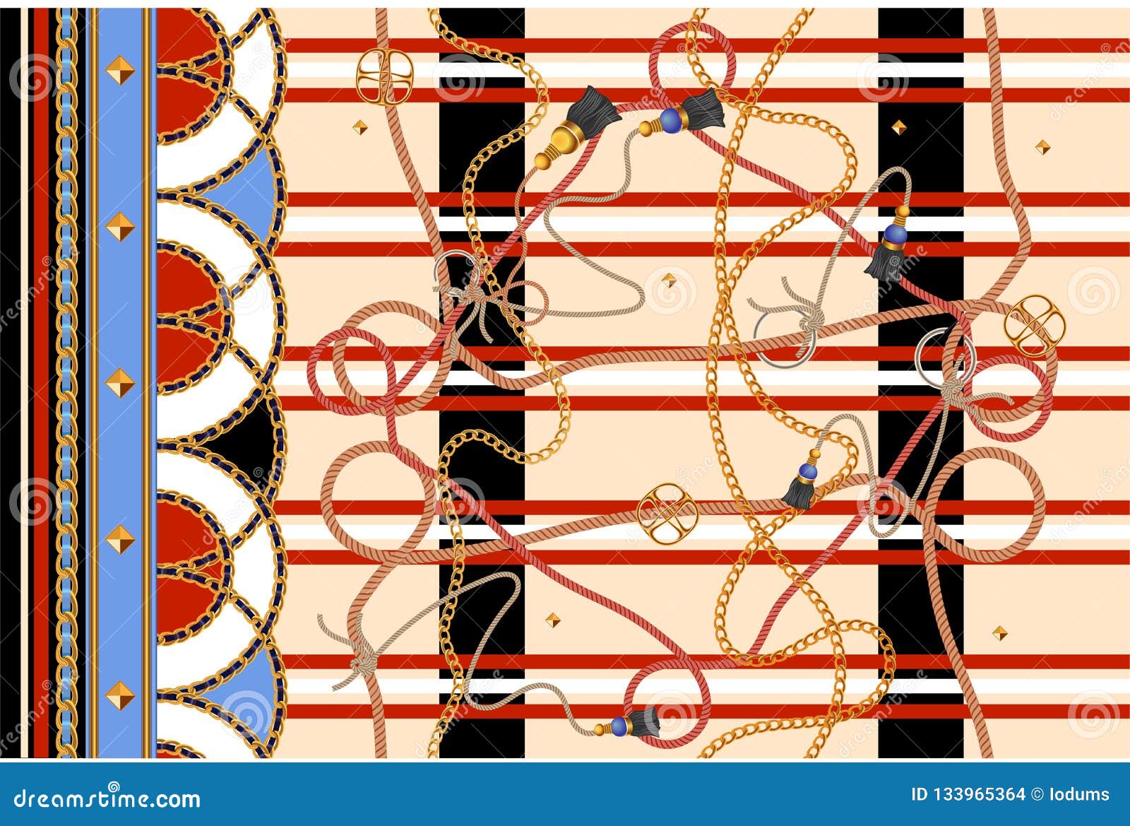 Border Seamless Pattern with Chains. Vector Patch for Print, Fabric ...