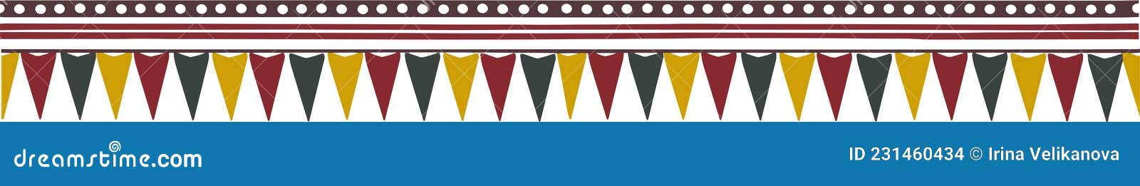 Border Seamless Texture with Flags Triangular, Circles, Lines Vector ...