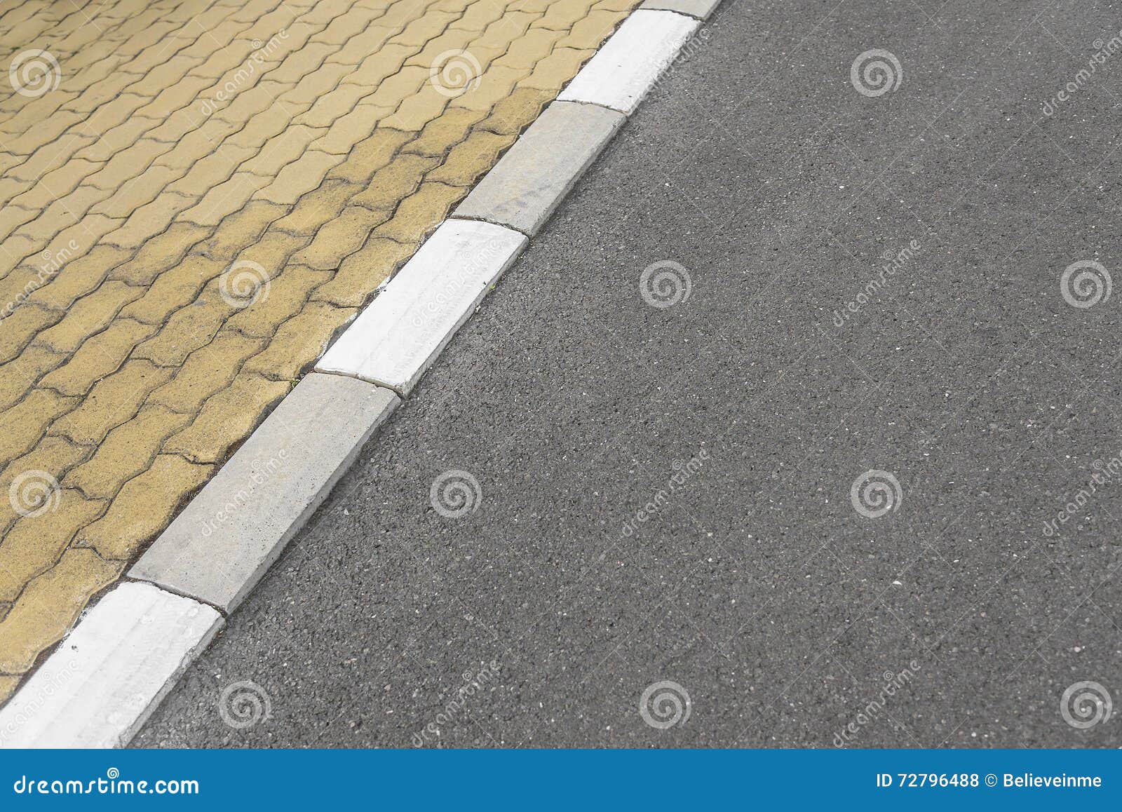 Border Sidewalk and the Asphalt Road. Stock Photo - Image of line ...