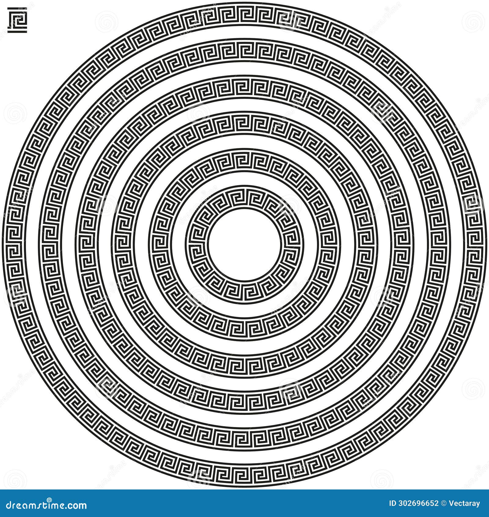 Vector Set of Round Greek Key Borders in Various Sizes Stock ...