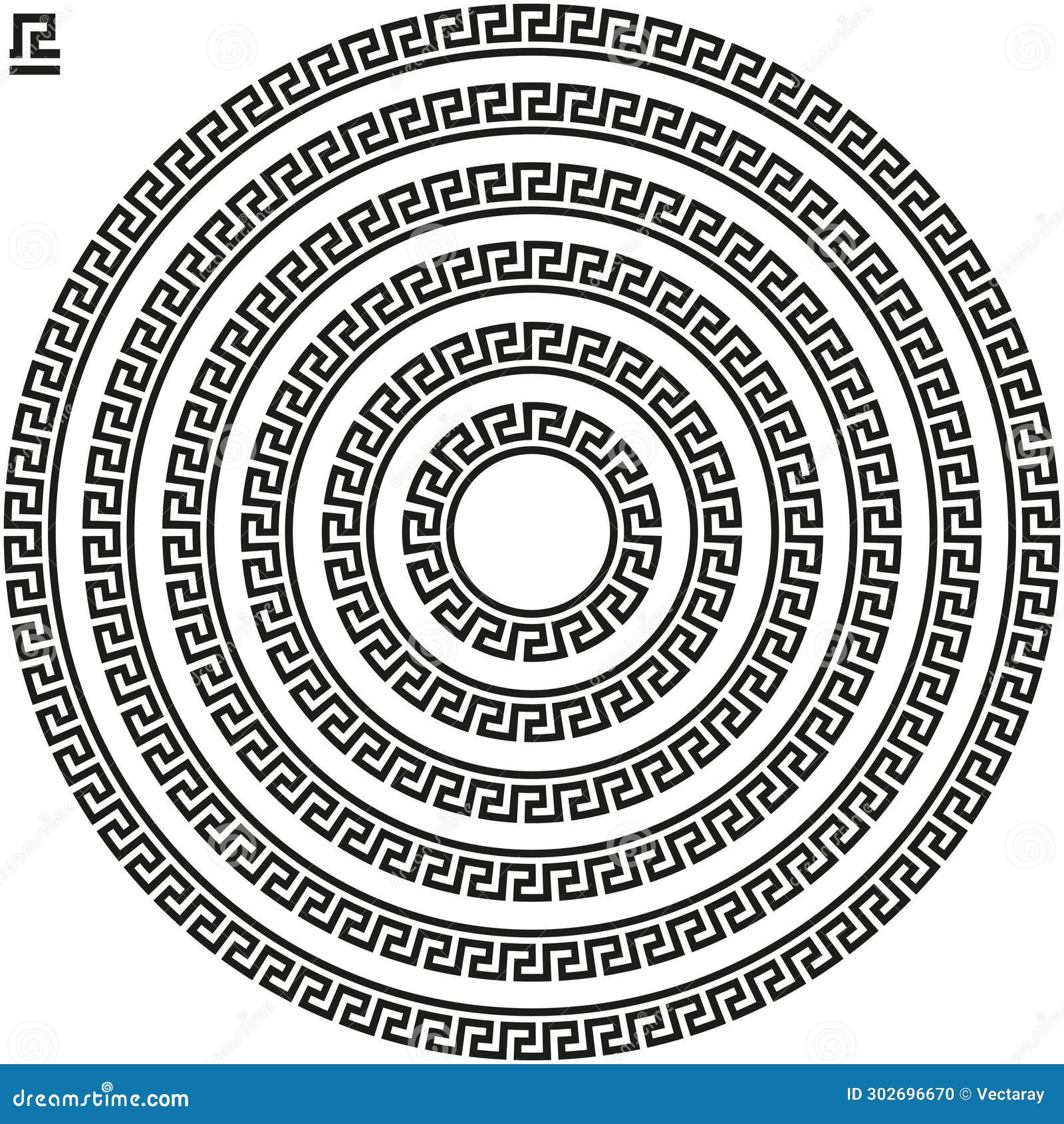 Vector Set of Round Greek Key Borders in Various Sizes Stock ...