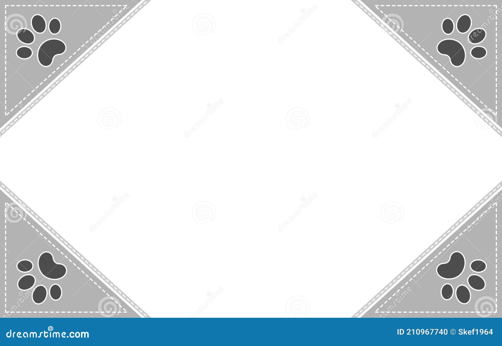 Paw Prints Animals Pets Dog Cat Corner Border Design Template Stock ...