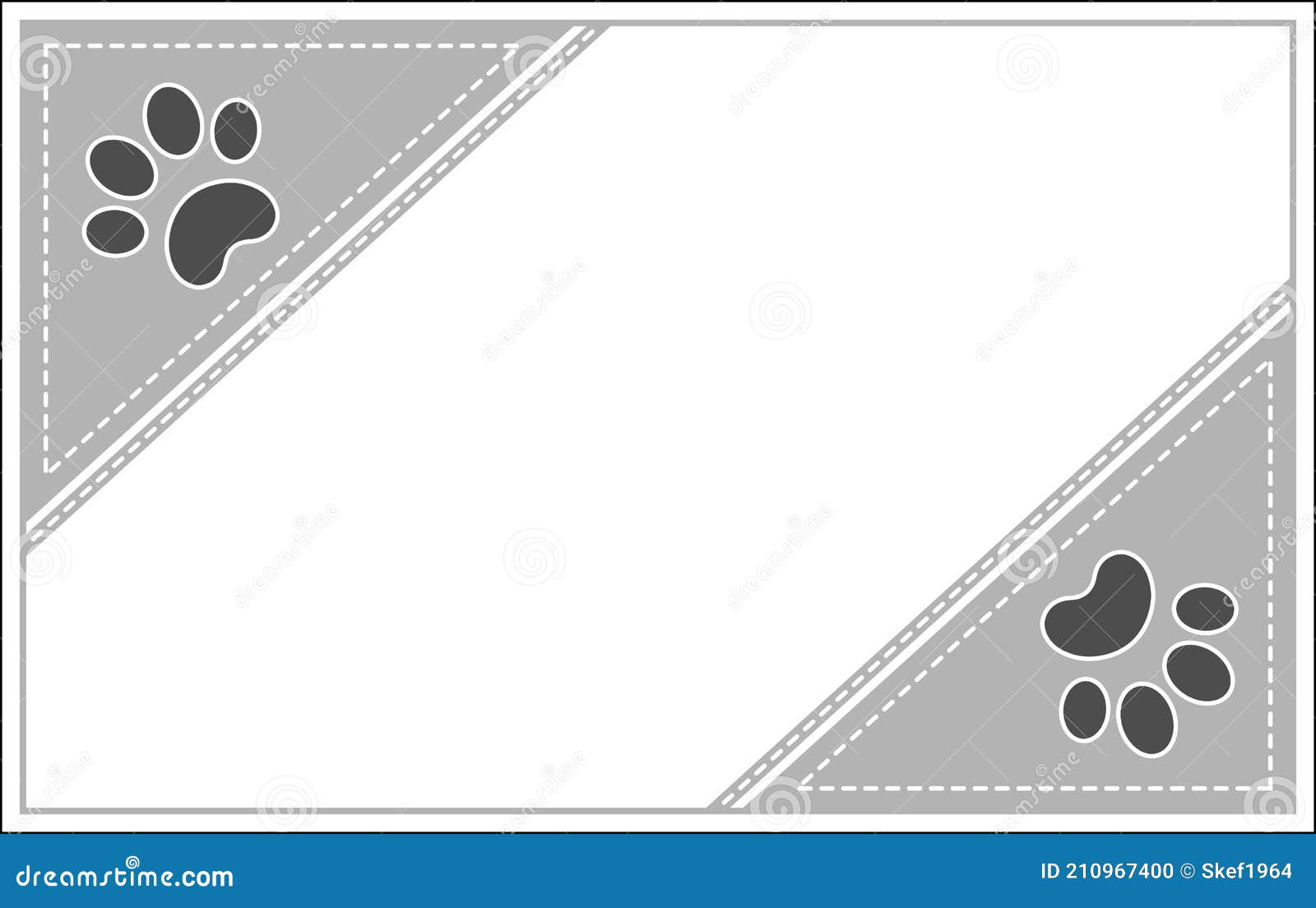 Paw Prints Animals Pets Dog Cat Corner Border Design Template Cartoon ...