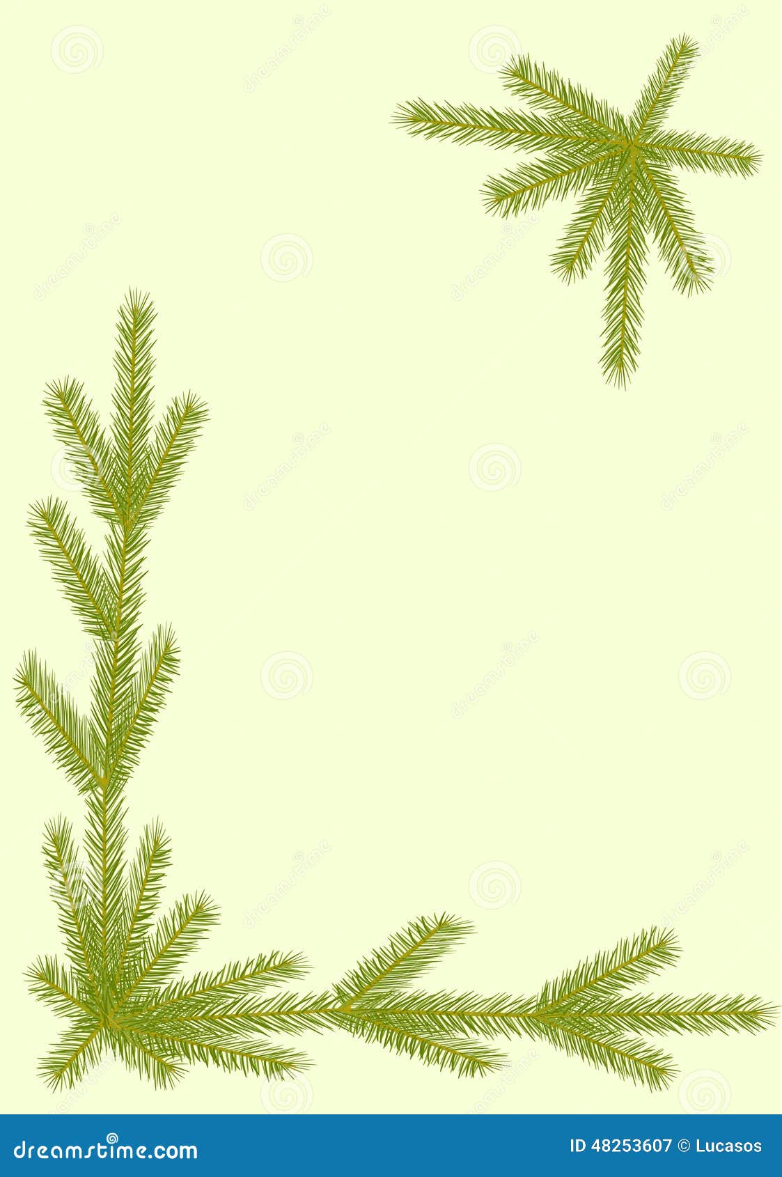 Border with spruce twigs. stock vector. Illustration of happy - 48253607