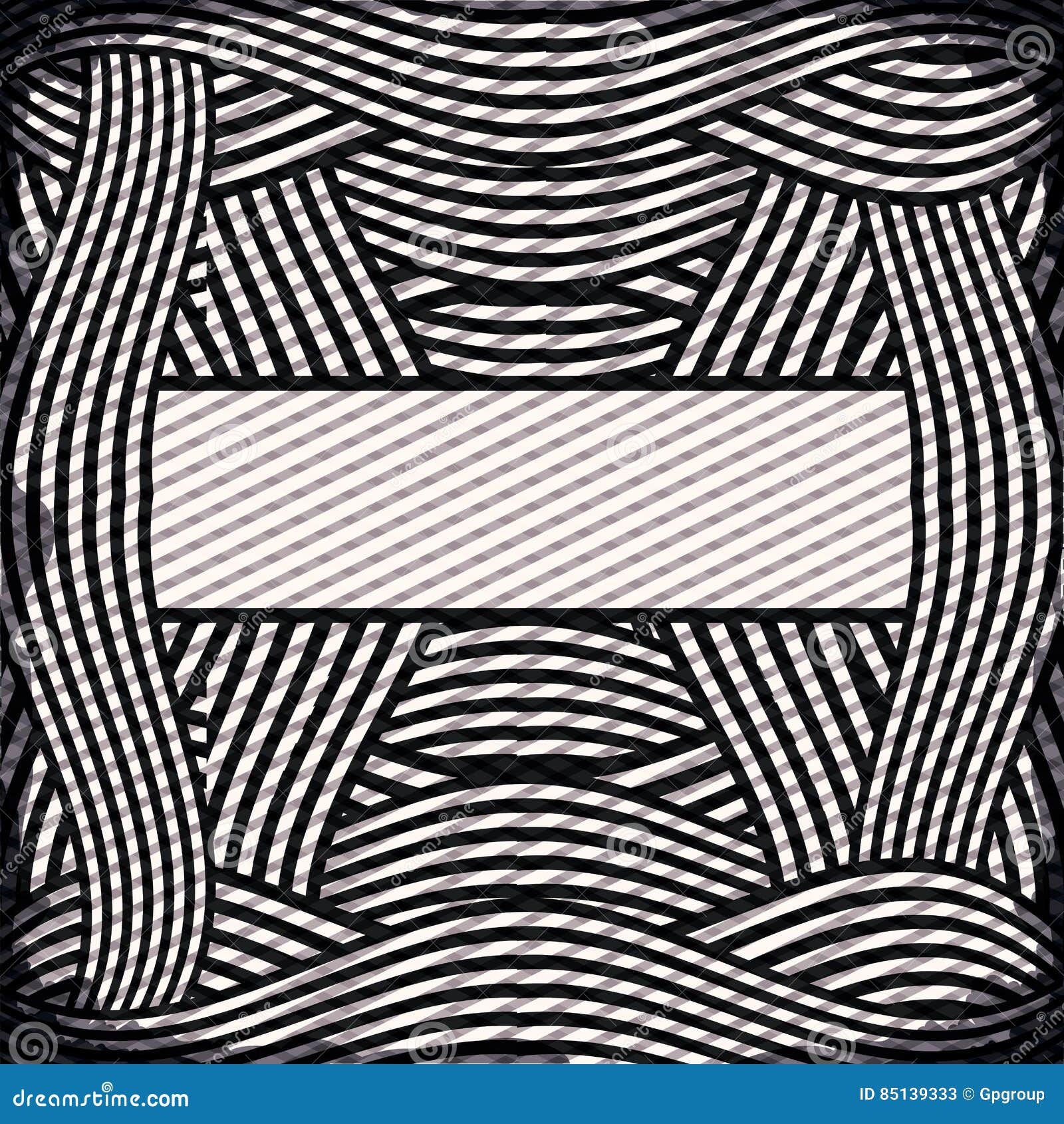 Border with Striped Lines in Monochrome Stock Vector - Illustration of ...