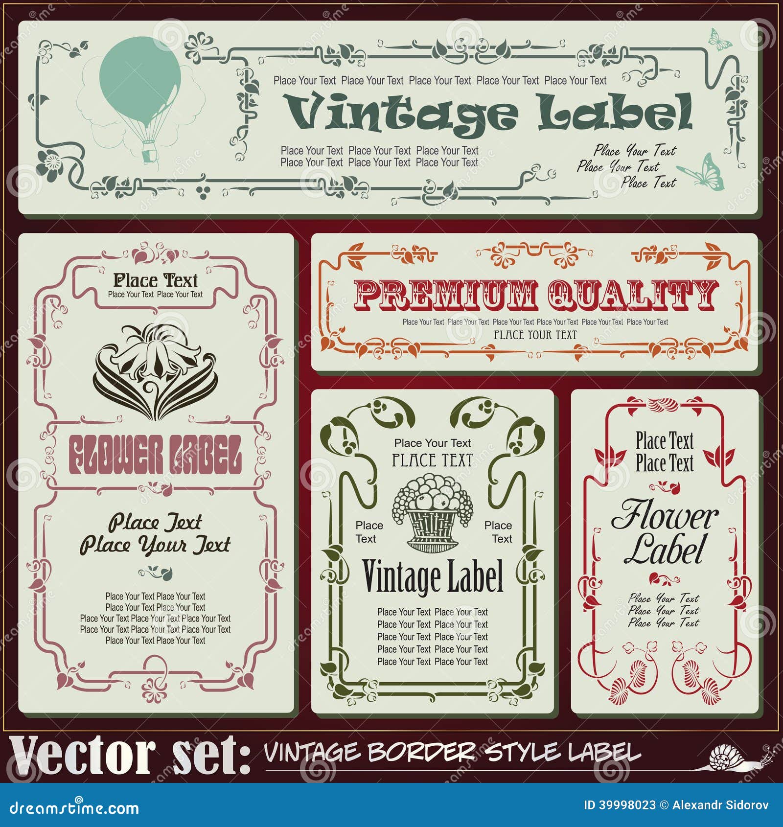 Border Style Labels on Different Topics Stock Vector - Illustration of ...