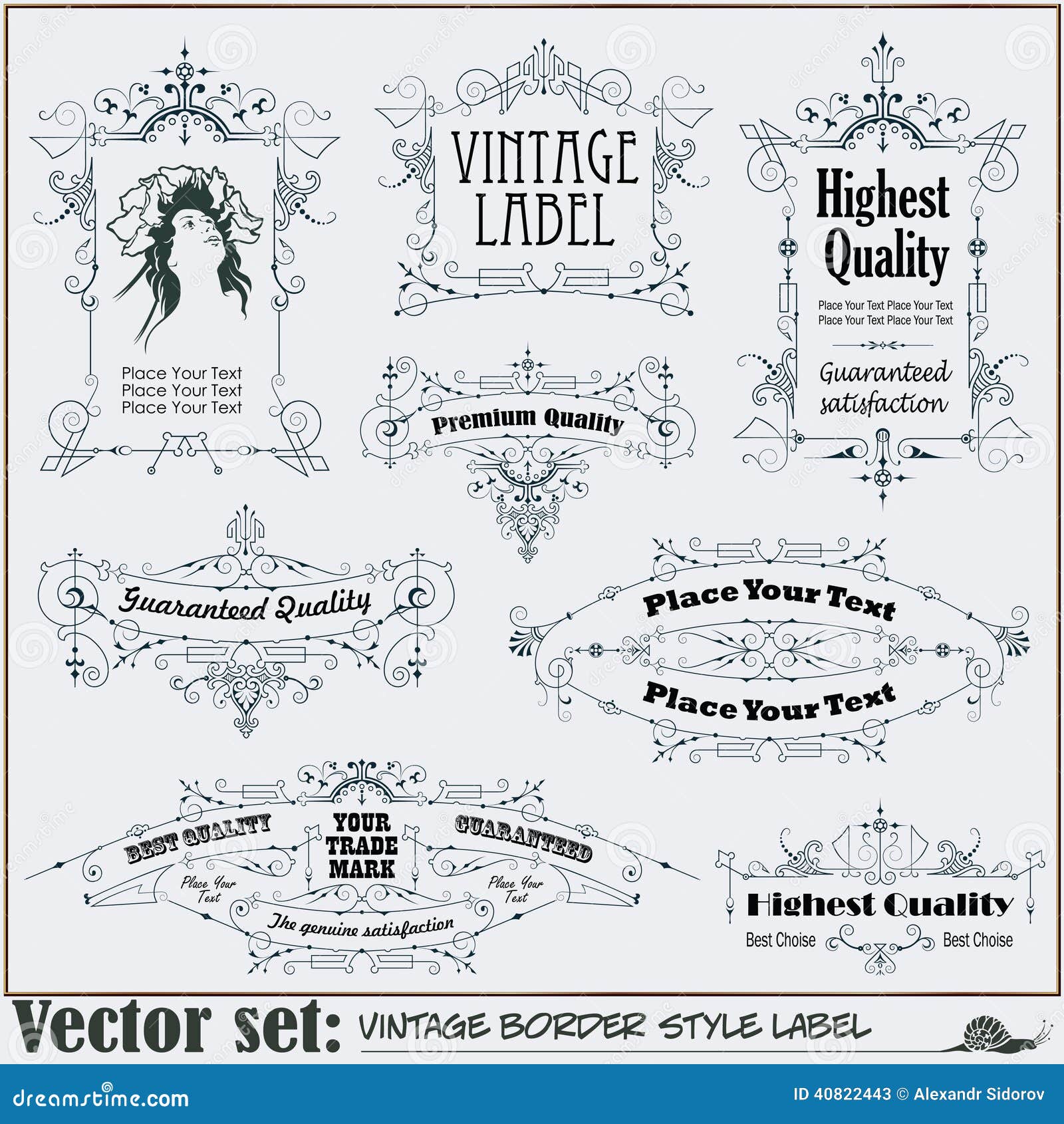 Border Style Labels on Different Topics Stock Vector - Illustration of ...
