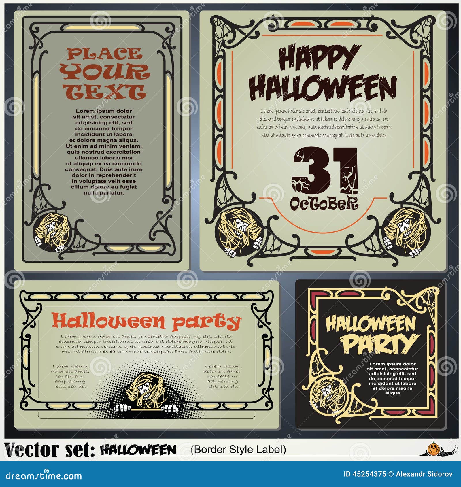 Border Style Labels On Different Topics With Flower Cartoon Vector ...