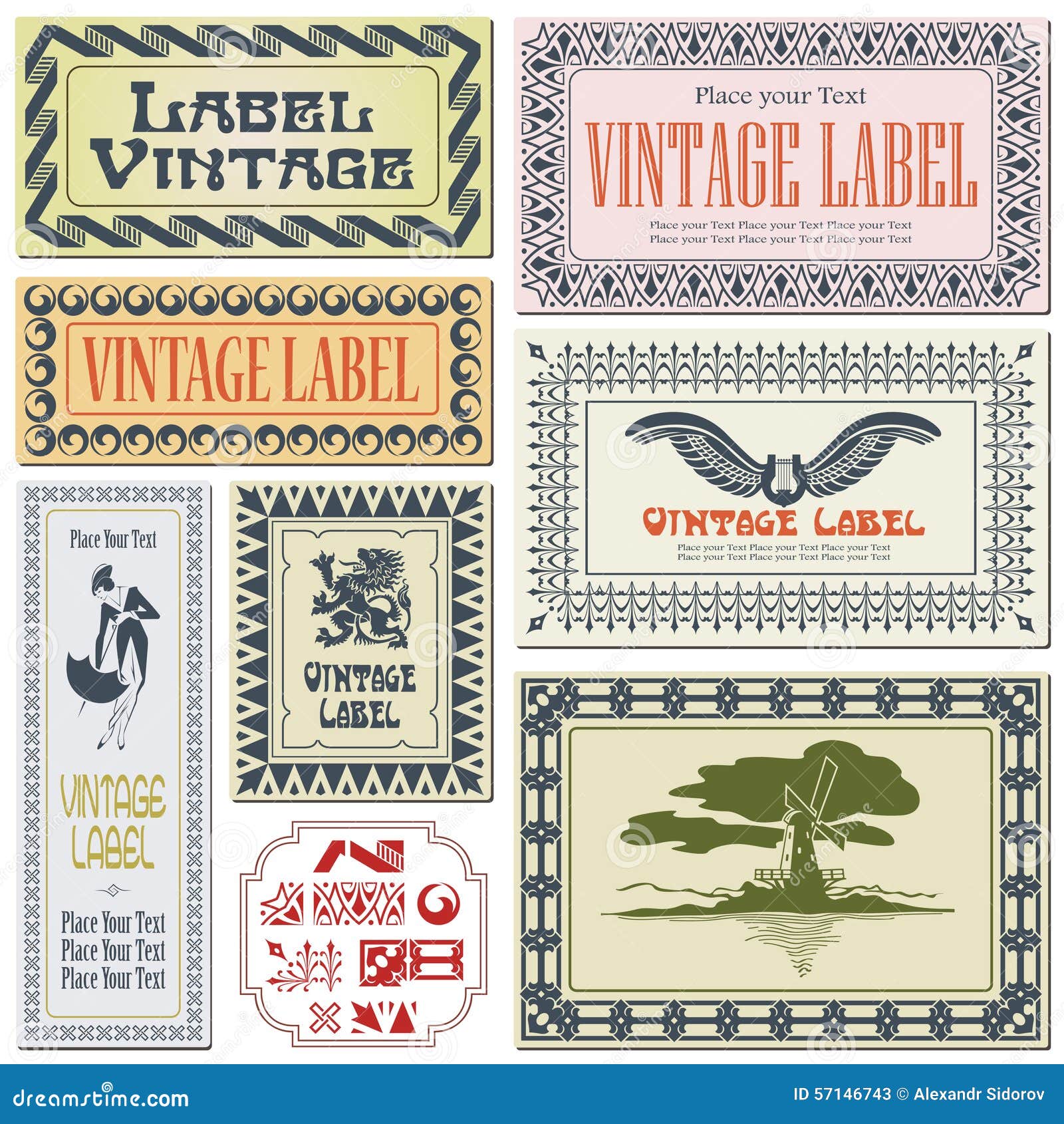 Border Style Labels on Different Versions on the Basis of Brushe Stock ...