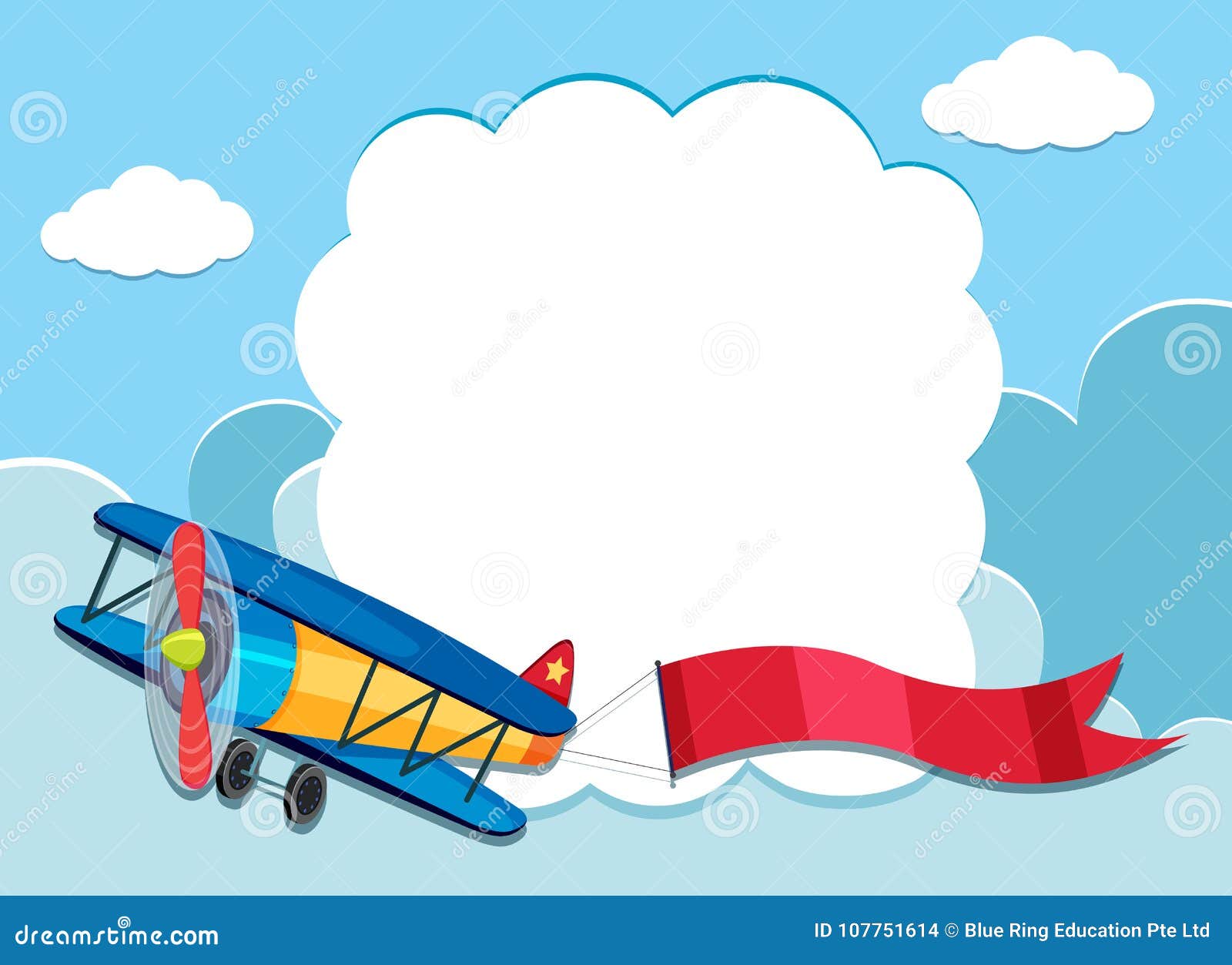 Border Template with Airplane in the Sky Stock Vector - Illustration of ...