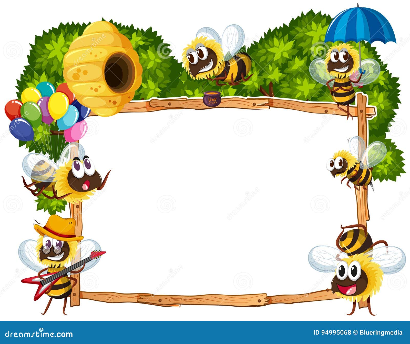 Border Template with Bees Flying Stock Vector - Illustration of graphic ...