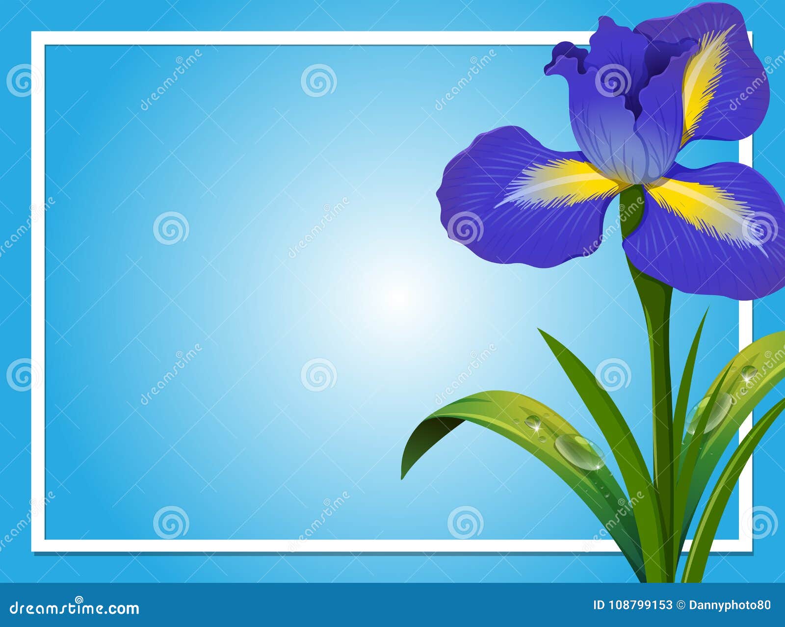 Border Template with Blue Iris Stock Vector - Illustration of text ...
