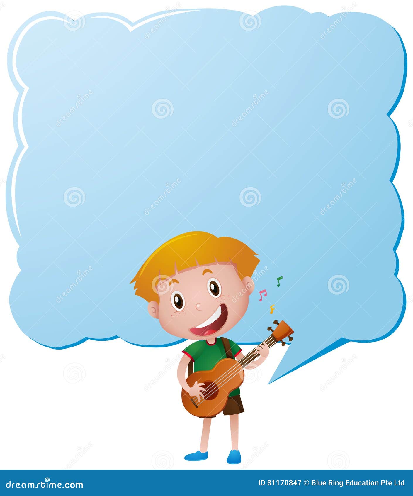 Border Template with Boy Playing Guitar Stock Vector - Illustration of ...