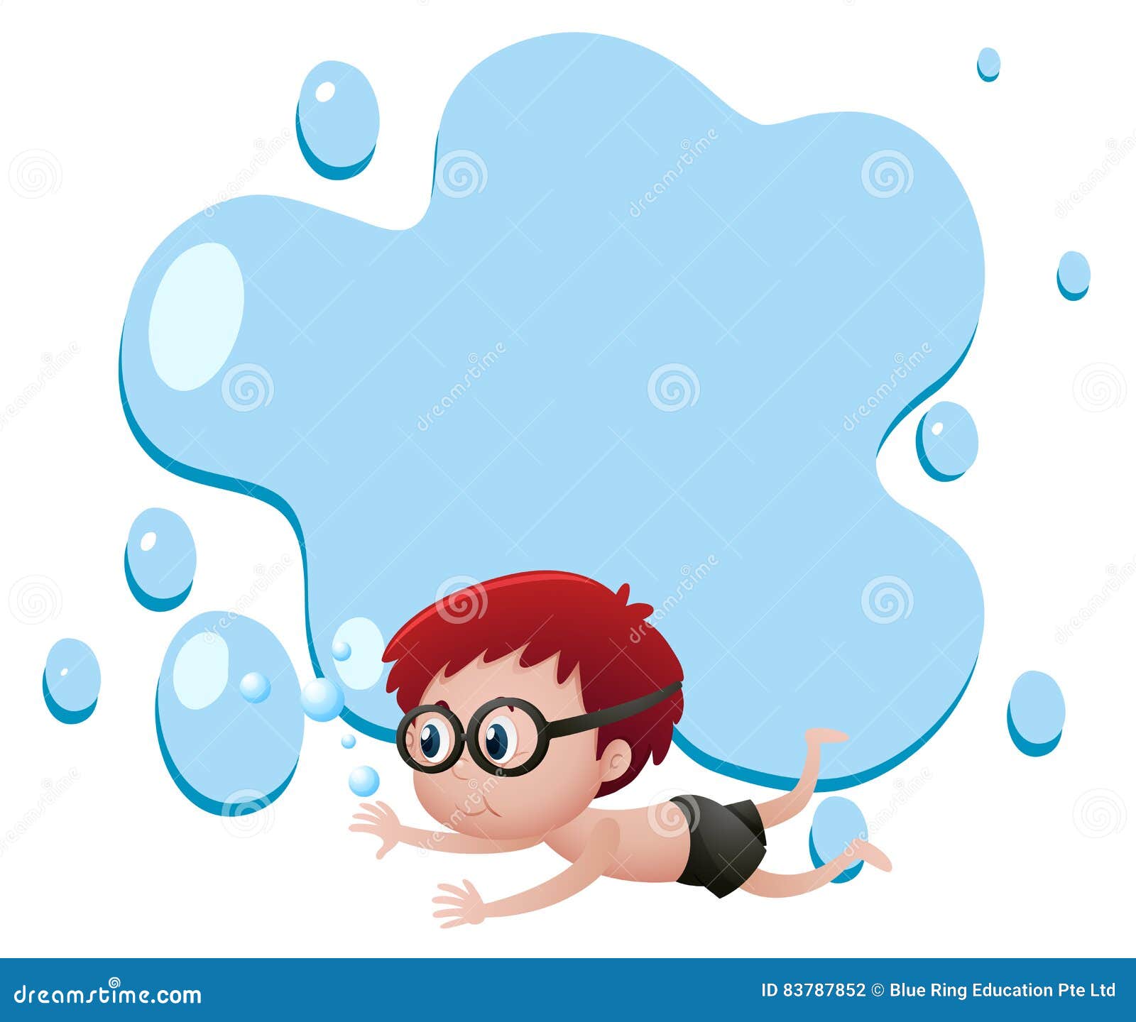 Border Template with Boy Swimming Stock Vector - Illustration of ...