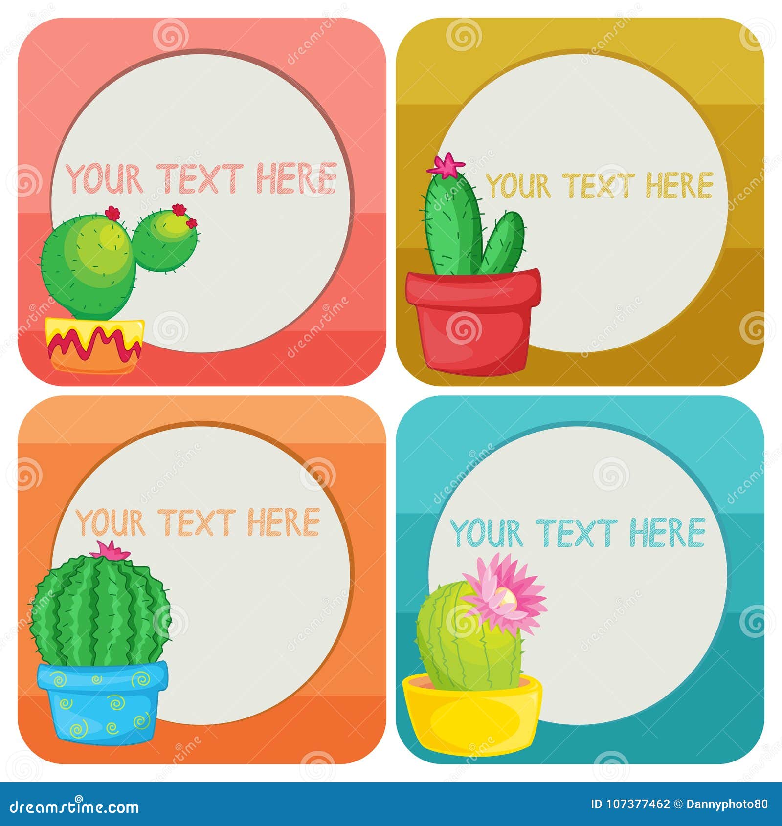 Border Template with Cactus Plants Stock Vector - Illustration of blue ...