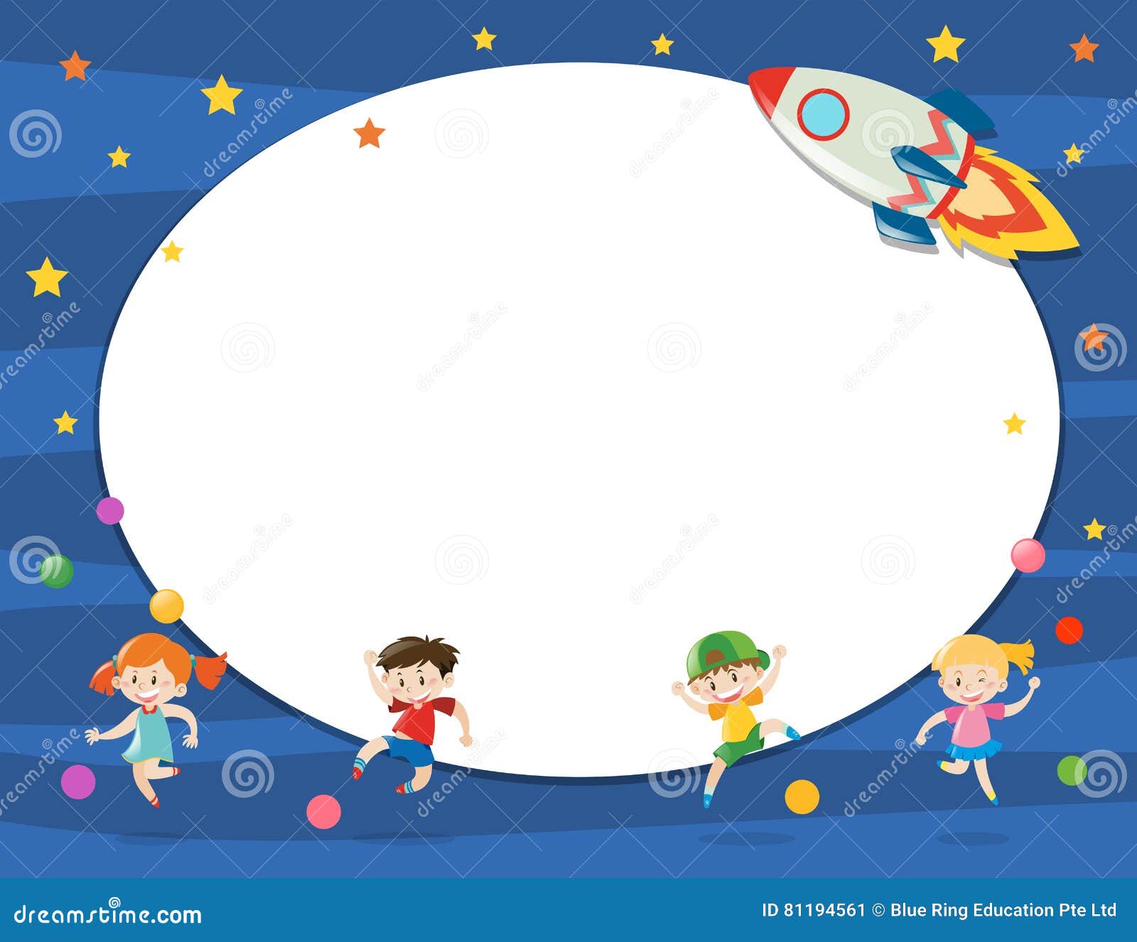 Border Template with Children in Space Stock Vector - Illustration of ...