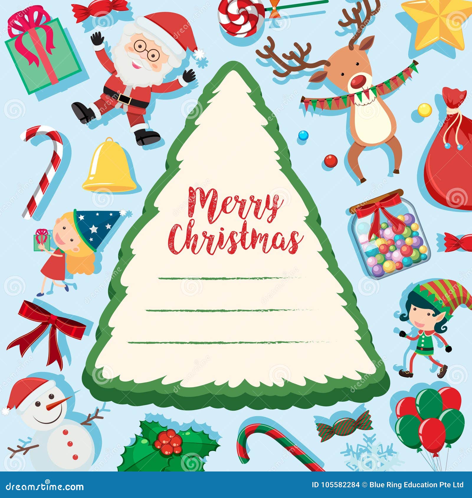 Border Template with Christmas Elements Stock Vector - Illustration of ...