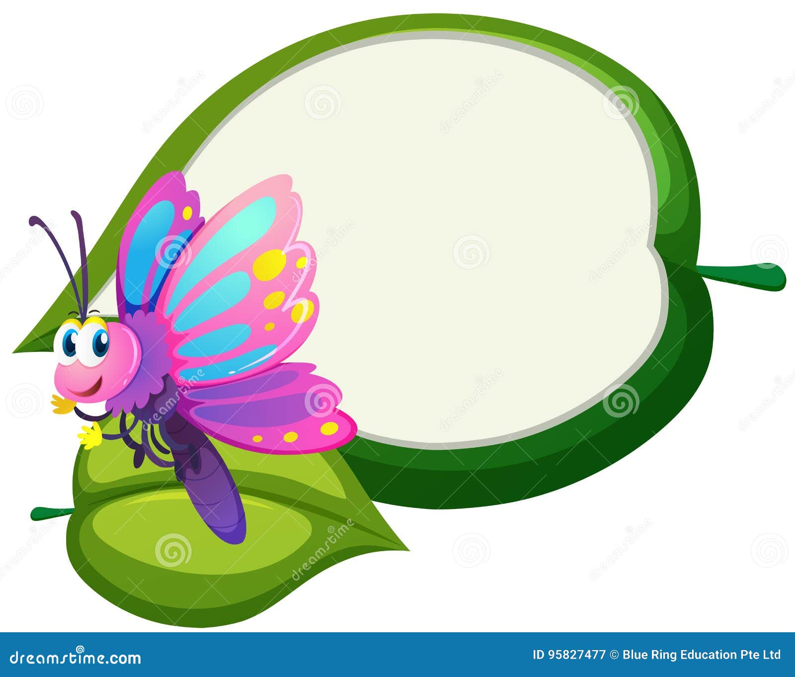 Border Template with Cute Butterfly Stock Vector - Illustration of ...