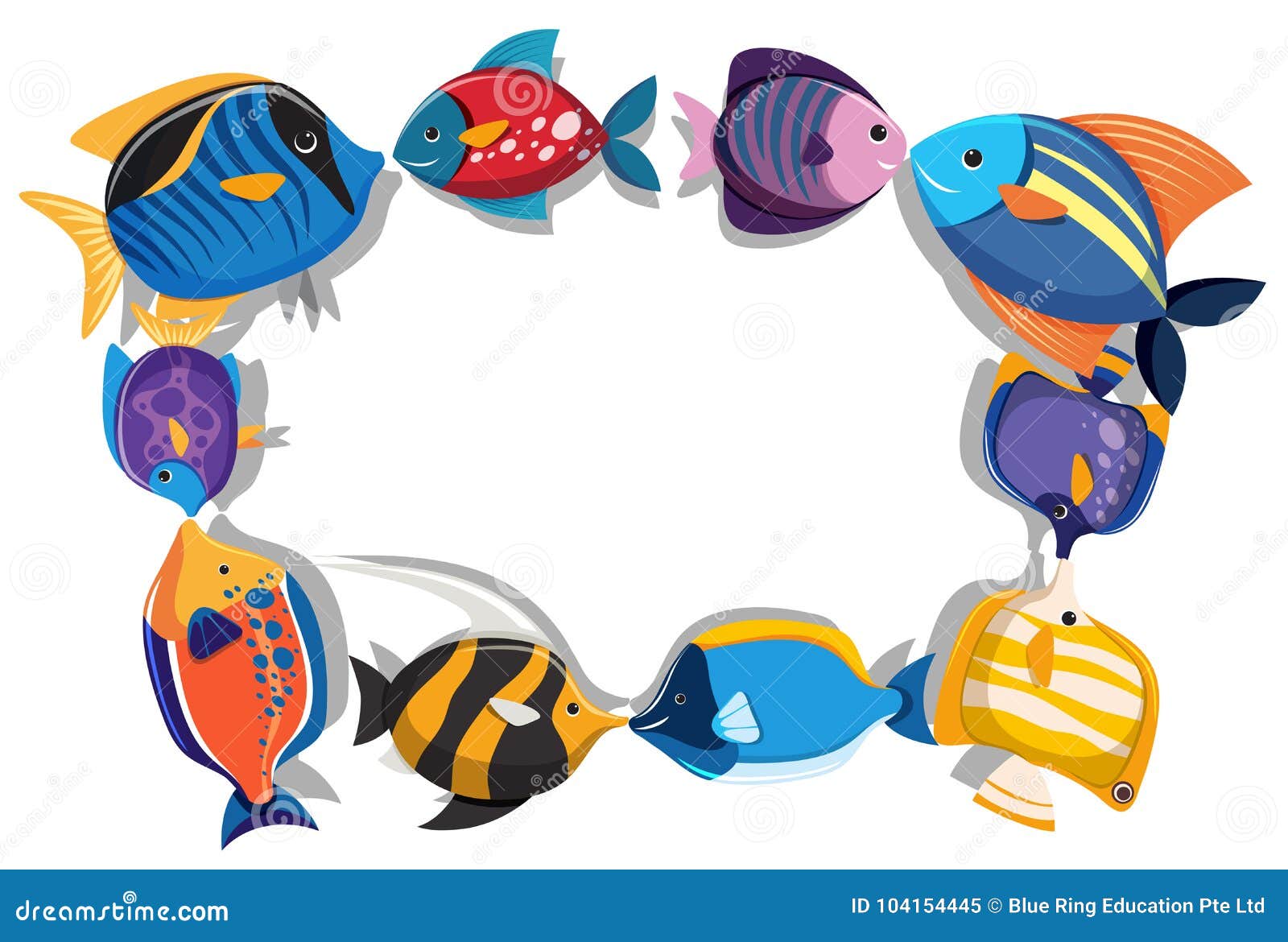 Border Template with Cute Fish Stock Vector - Illustration of nature ...