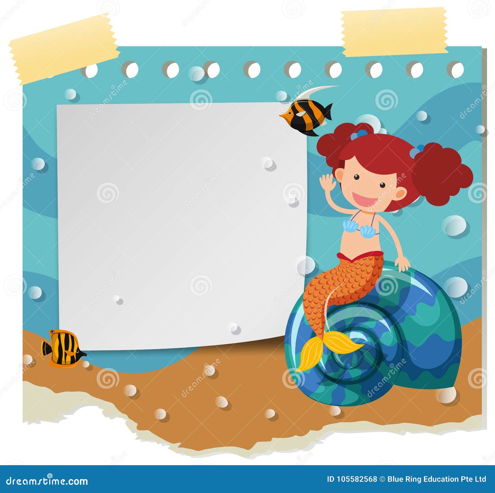 Border Template with Cute Mermaid Stock Vector - Illustration of ...